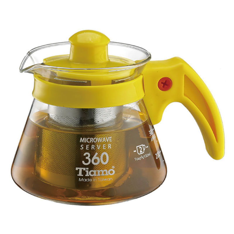 【TIAMO】不鏽鋼濾網玻璃花茶壺 通過SGS檢測/HG2215Y(360cc/黃)|Tiamo品牌旗艦館 | 蝦皮購物