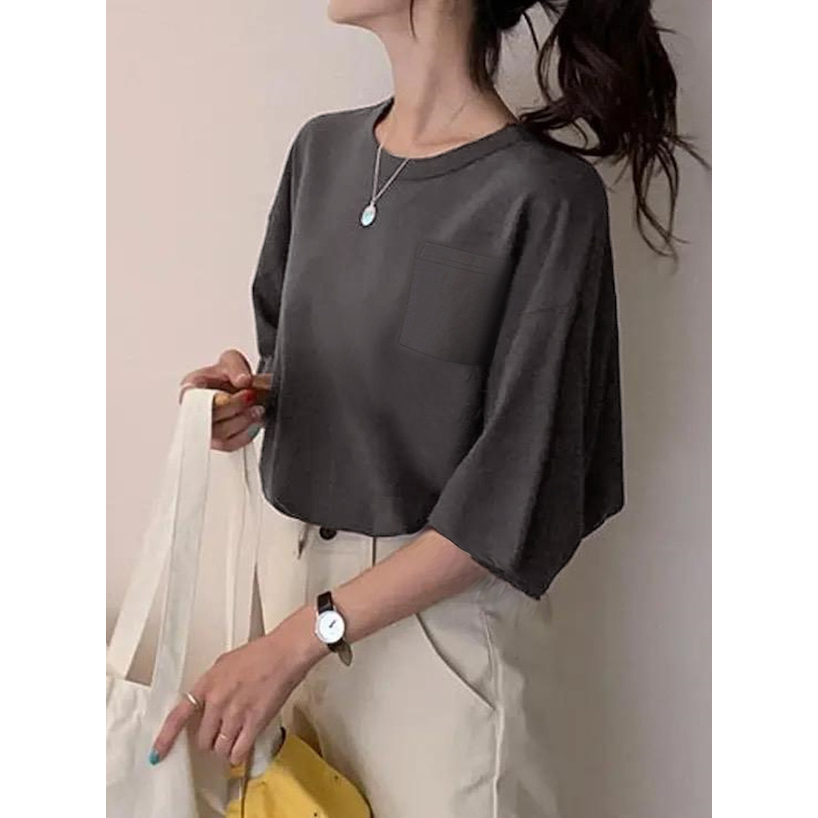 DoReFe | GRL 12色 100%棉 圓領 無肩線 寬鬆 口袋 百搭 素t 短袖 短t 素色 口袋棉t | 蝦皮購物