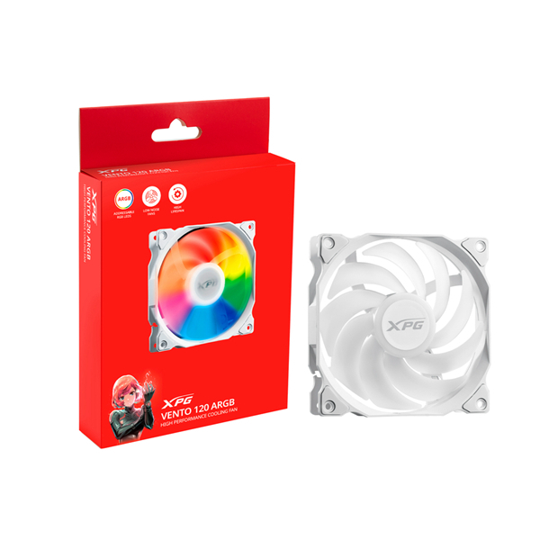 XPG 威剛 VENTO 120 白色 ARGB 23dBa 來福軸承 1200轉 12cm 風扇 | 蝦皮購物