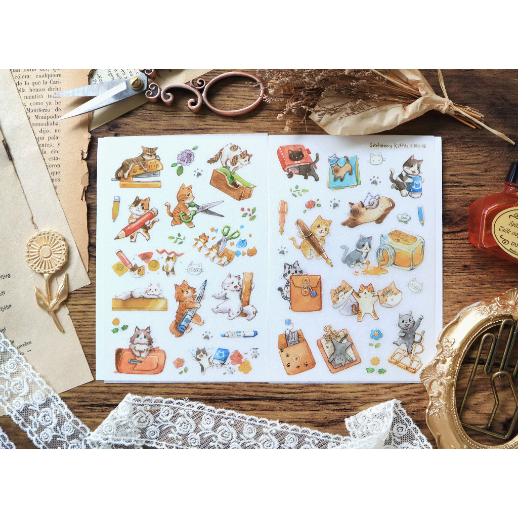 【Maruco小畫室】文具小貓-轉印貼紙 | 蝦皮購物