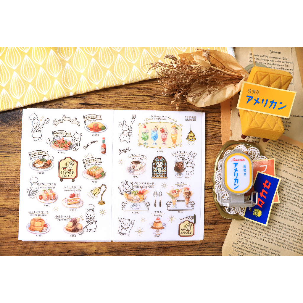 【Maruco小畫室】兔兔喫茶菜單-轉印貼紙 | 蝦皮購物