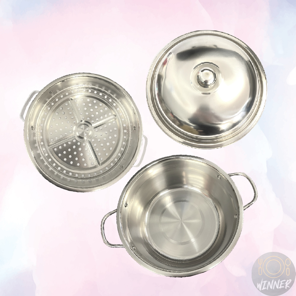 304不鏽鋼蒸籠28~30cm【Winner】 蒸籠底鍋 蒸龍蓋 304不銹鋼 厚款蒸籠身 白鐵蒸籠層 | 蝦皮購物