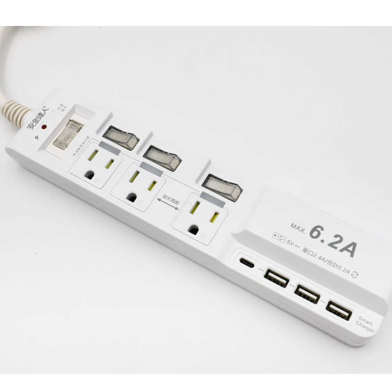 【買就送分接器】安全達人 4開3插 6尺 3P 3USB延長線 高溫自動斷電 過載斷電 新安規 C-67LCU | 蝦皮購物