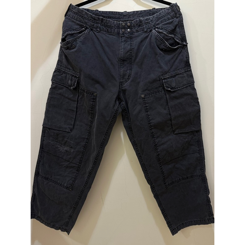 近全新 MADNESS WASHED ARMY PANTS日本製 水洗 黑 軍裝 破壞 寬版工作褲 長褲 L號 余文樂 | 蝦皮購物