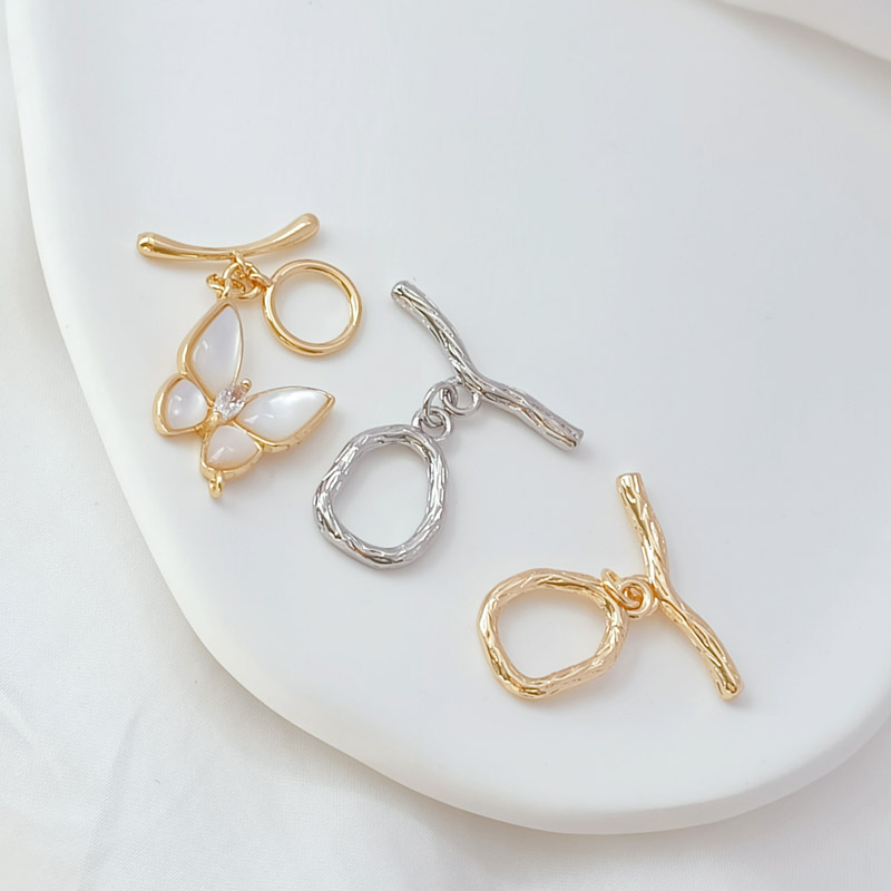 阿姬寶>GA1432-強保色14K包金樹紋橢圓OT扣貼貝蝴蝶鏈接扣手工DIY手鍊項鍊扣頭-單個價 | 蝦皮購物