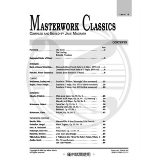 【凱翊︱AF】古典音樂經典樂曲集 第10級 鋼琴樂譜 附CD Masterwork Classics Level 10 | 蝦皮購物
