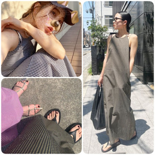 ☆NFNL☆ UNGRID 夏日主打新品 超可愛雙吊帶格紋細身感 後開叉背心 長洋裝 無袖洋裝 | 蝦皮購物