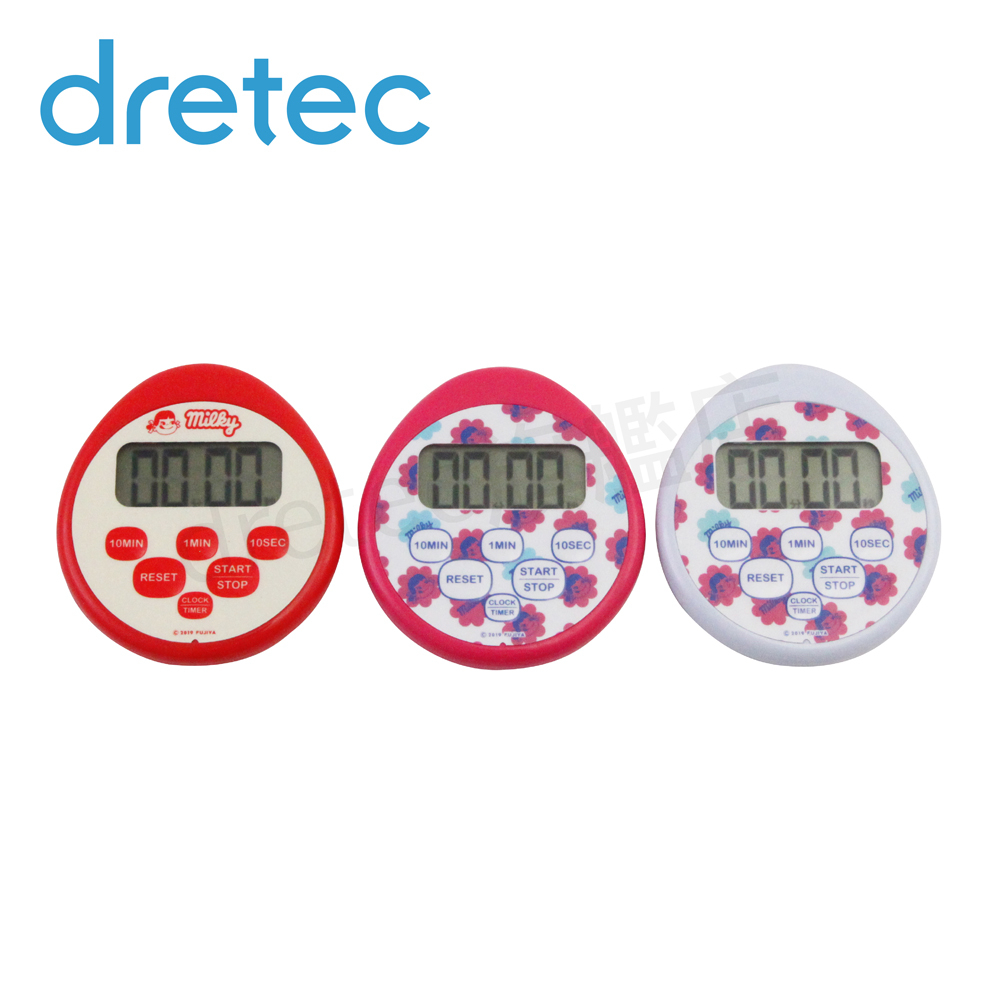 【dretec旗艦店】日本 dretec x不二家聯名款蛋形防潑水時鐘計時器 T-565 三款 經典紅/粉/藍 | 蝦皮購物