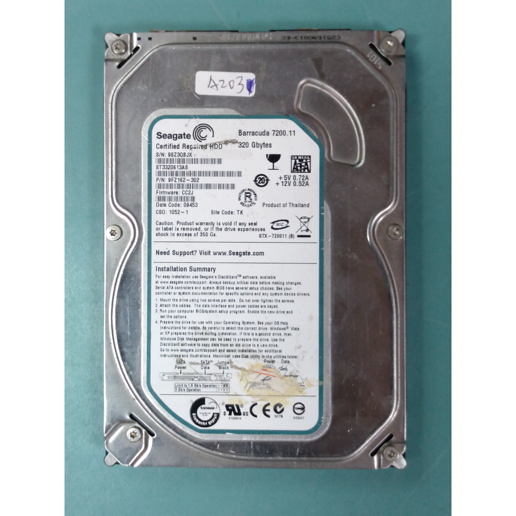 Seagate希捷 3.5吋 320GB(320G) SATA硬碟 ST3320613AS (瑕疵) A203 | 蝦皮購物