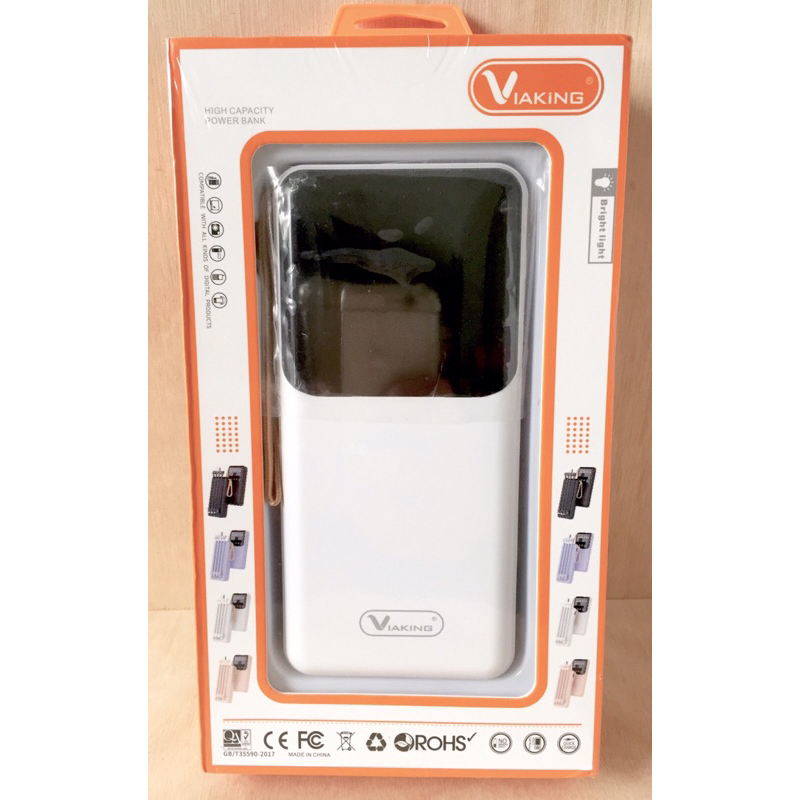 Viaking-2.4A、10000mAh大容量行動電源、可拆卸四合一充電線、智能數顯快充、移動電源(白色) | 蝦皮購物