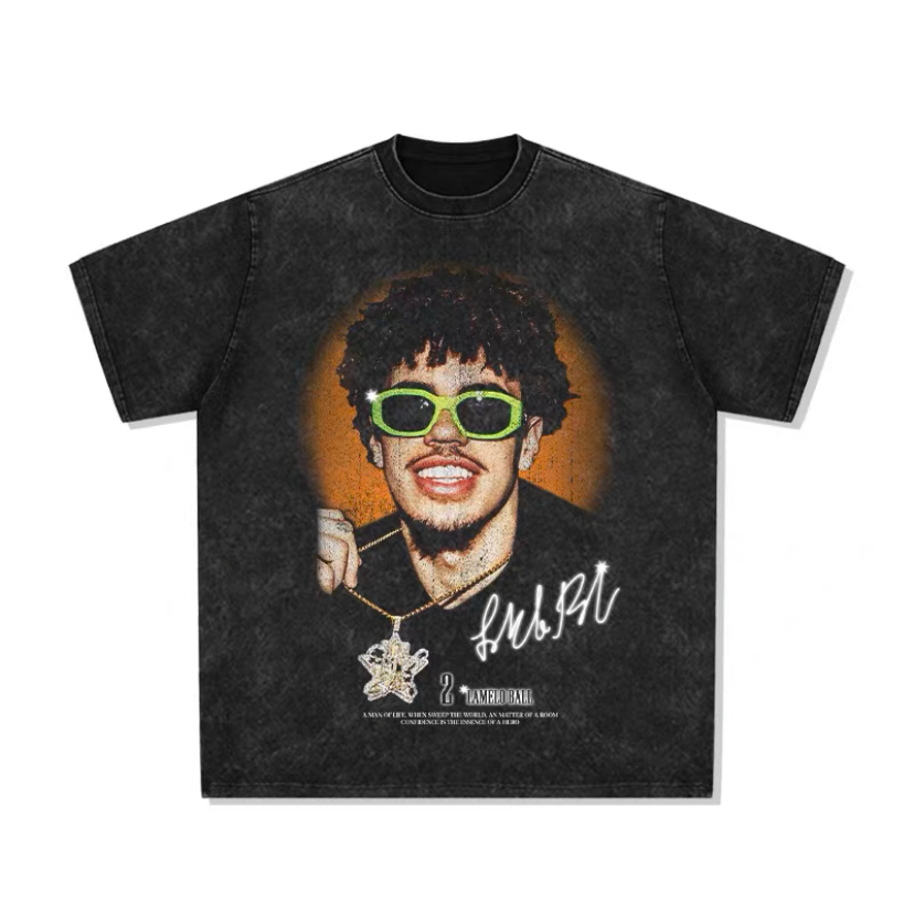 ZYC SELECT - LaMelo Ball 球弟 三球 美式 嘻哈 做舊 復古 街頭 水洗 短袖 美式男孩 | 蝦皮購物