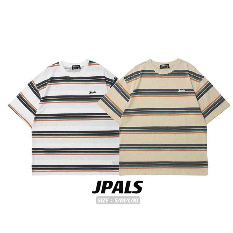 【JPALS 】日系 刺繡LOGO 條紋TEE 條文T 短T[JP05] | 蝦皮購物