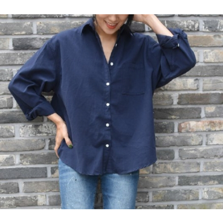轉售ONE STEP CLOTHES-正韓超挺版俐落文青襯衫 (深藍) | 蝦皮購物