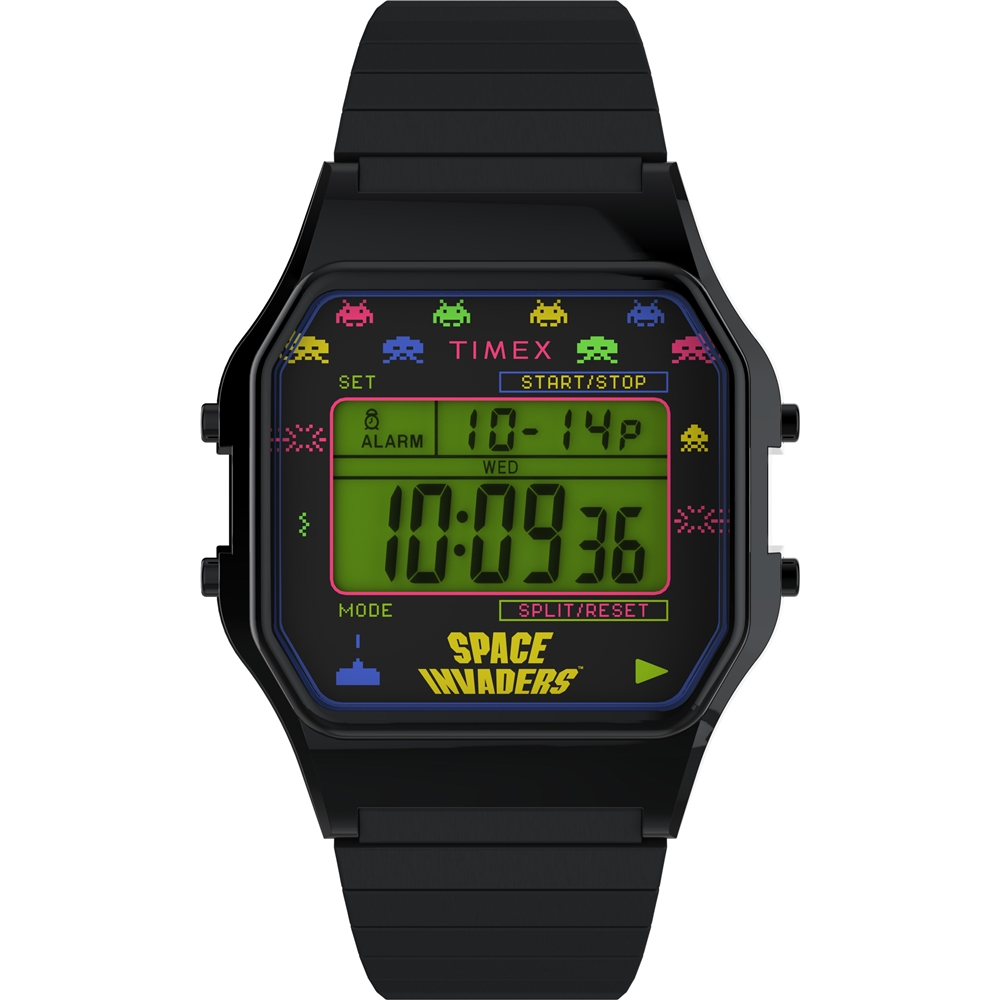 【TIMEX】天美時 x T80 x Space Invaders 伸縮錶帶電子錶 (黑 TXTW2V39900) | 蝦皮購物