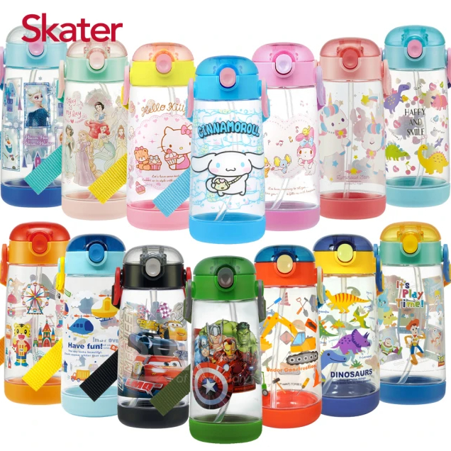 【隔日到貨】日本SKATER彈跳式透明吸管水壺480ml 含揹帶 水壺 PET吸管-兒童水壺480ml 準媽媽婦嬰用品 | 蝦皮購物