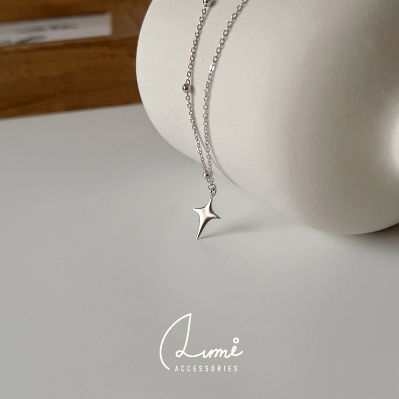 [ALUMI] 星芒｜S925純銀 光芒造型 不對稱鍊身 鎖骨鍊 短項鍊 飾品 純銀項鍊 | 蝦皮購物