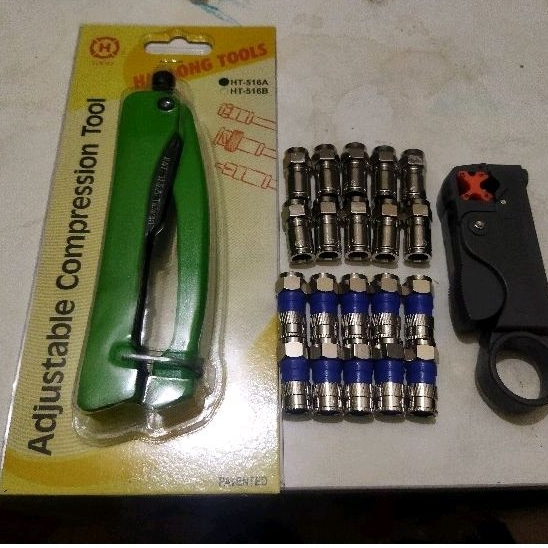 5C纜線接頭套組（5C2V線，第四台線，監視器線），可調式壓鉗*1、剝線器*1、防水接頭*20 | 蝦皮購物