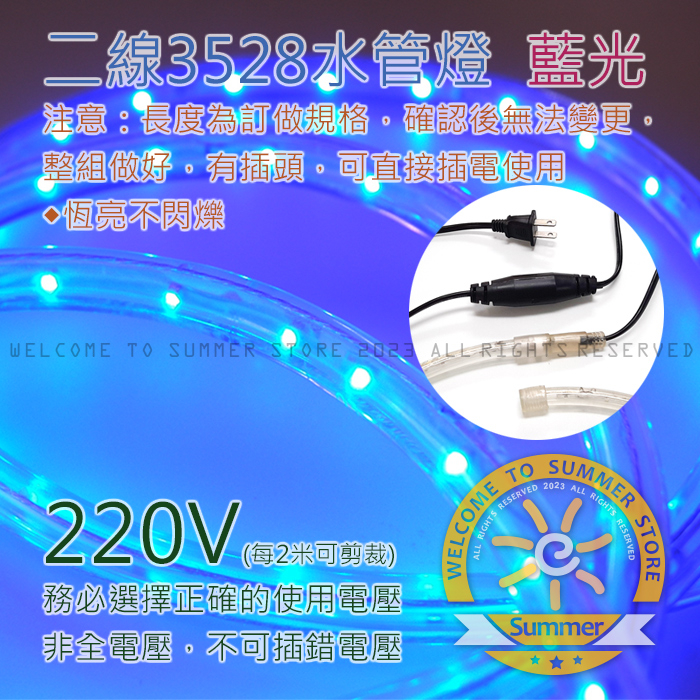 台灣現貨非淘寶 二線3528水管燈組 1米~8米訂做長度 110V 220V 藍光 白光 綠光 | 蝦皮購物
