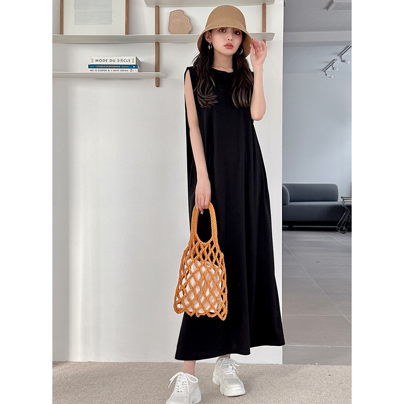 DoReFe | 特 日本代購 GRL 軟糯舒適 無袖寬肩傘狀 長版洋裝 連身裙 A字型洋裝 | 蝦皮購物