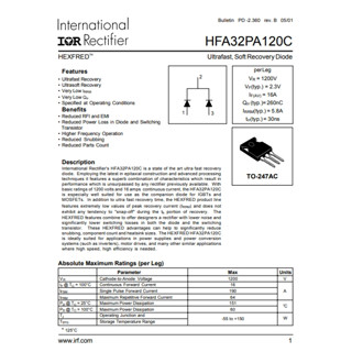 HFA32PA120C IR DIODE ARRAY GP 1200V 16A TO247AC | 蝦皮購物