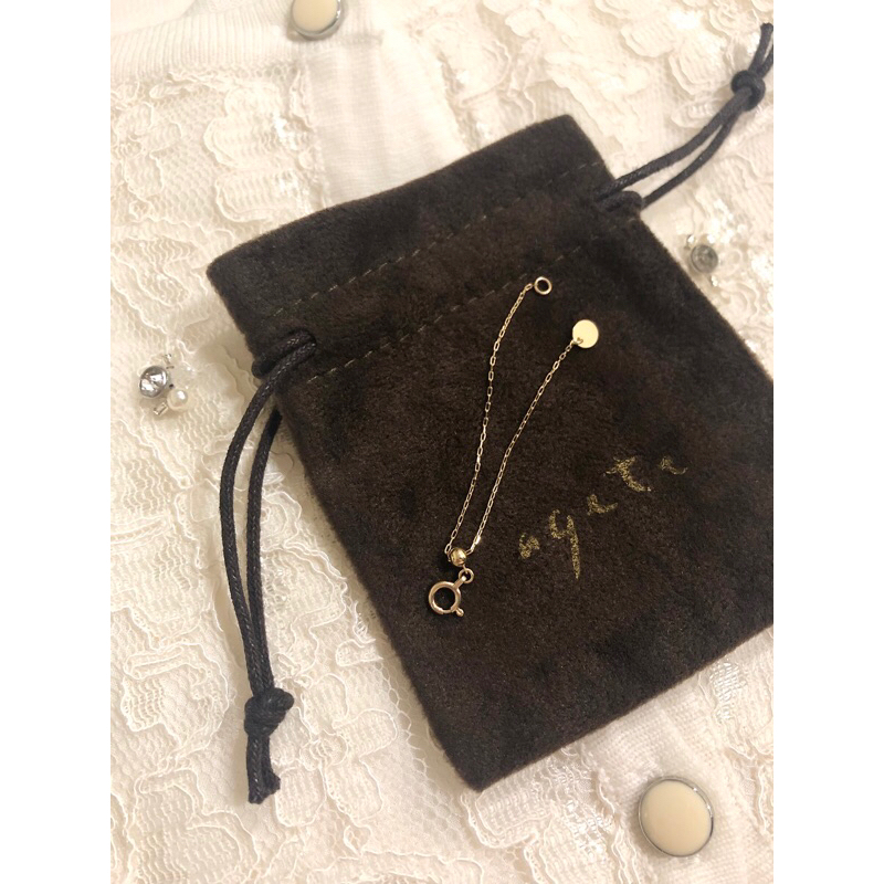 ／現貨／日本製 Agete K10 項鍊延長鏈 兩尺寸 5cm/10cm滑球鏈 附品牌絨布袋 手鍊/項鍊加長 | 蝦皮購物