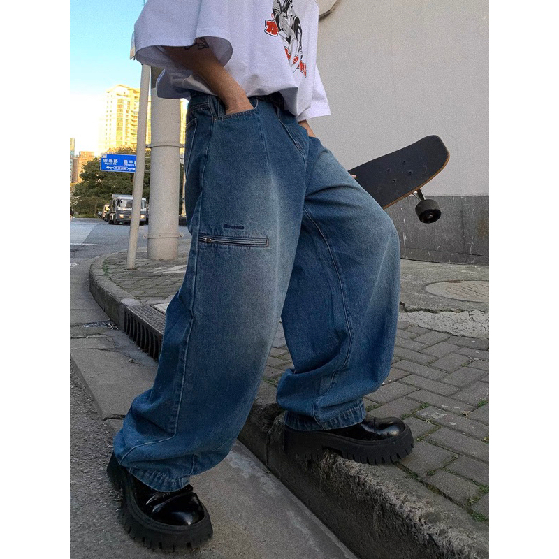 [LAX STUDIO] AUROCEAN 官方正貨 水洗 重磅 牛仔褲 闊腿褲 堆堆褲 | 蝦皮購物