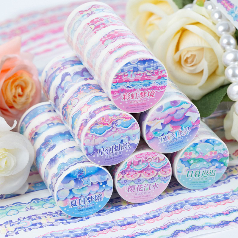 快速出貨24H ️新品 夢幻花邊系列 手帳紙膠帶 手帳貼紙 熱門蕾絲花邊 夢幻星野花邊和 可愛少女心ins手帳DIY | 蝦皮購物