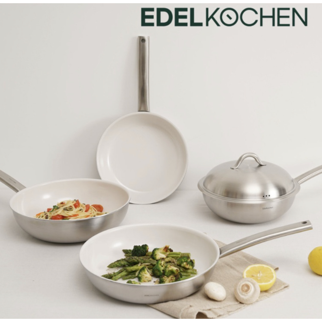 韓國Edelkochen 瑞鎮家 全新 Easy Prism 3層 不鏽鋼不沾鍋具系列 奶油白 IH適用 朴敘俊代言 | 蝦皮購物