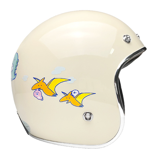 EVO 安全帽 CA-309 復古帽 精裝 恐龍卡拉 象牙白 半拆洗 半罩 正版授權 | 蝦皮購物