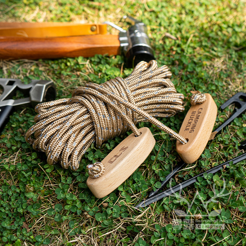 【台灣24H出貨】【尋露】CLS 反光繩 戶外6MM加粗帳篷繩 送實木繩扣｜天幕拉繩 防風露營支撐桿繩 營繩 | 蝦皮購物