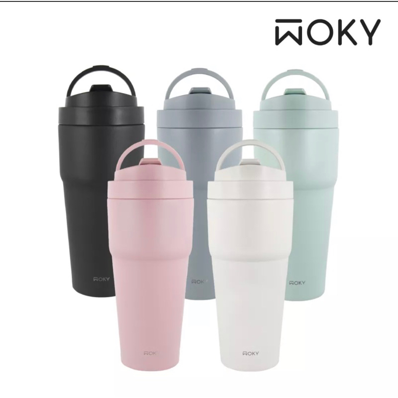 【WOKY 沃廚】渾圓杯-手提保溫杯770ml(附矽膠粗吸管 + Tritan扭扭彈跳粗吸管) | 蝦皮購物