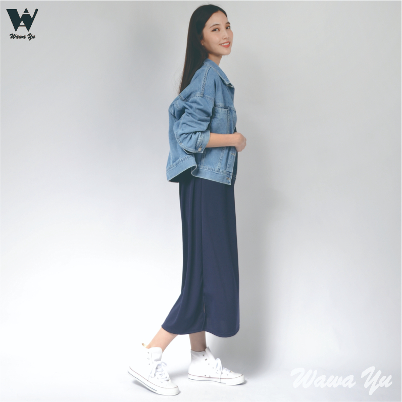 Wawa Yu 洋裝-長版短袖洋裝(開衩)-2色 黑色 丈青色 (尺碼S-XL) | 蝦皮購物