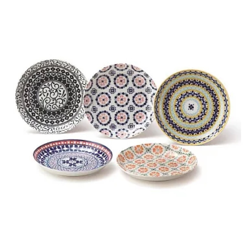 日本製AWASAKA 經典波蘭陶餐盤5入禮盒 ‧ 復古磚紋麵包盤點心盤小菜盤 | 蝦皮購物