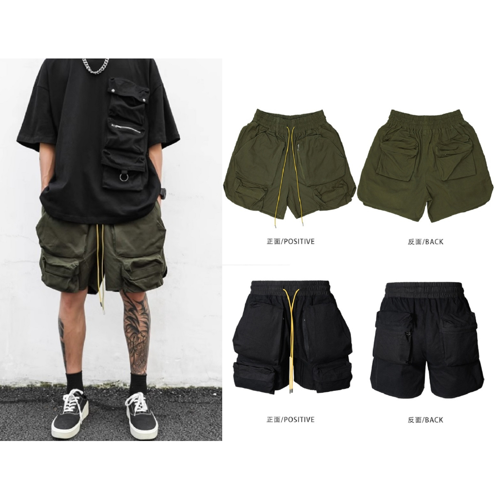 S~5XL 兩色 歐美 街頭 復古 工裝 抽繩 機能 口袋 短褲 男女款 0307 | 蝦皮購物