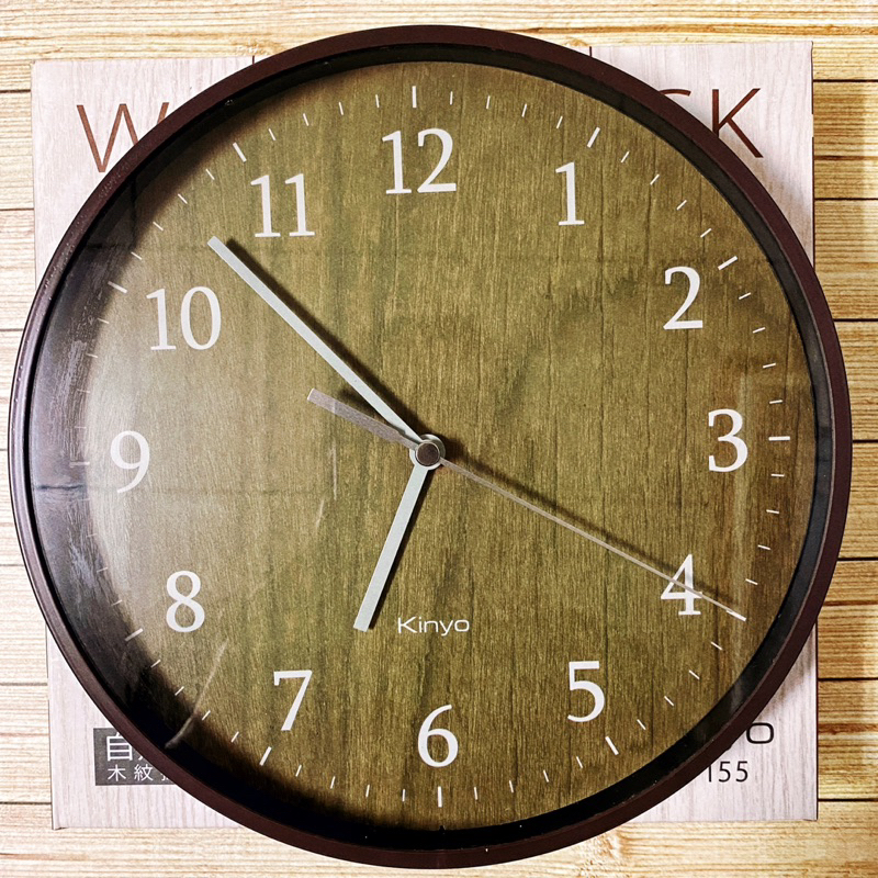 [Kinyo]耐嘉 CL-155 超靜音 木紋 自然風 北歐風 掛鐘 時鐘 二手 便宜賣 | 蝦皮購物