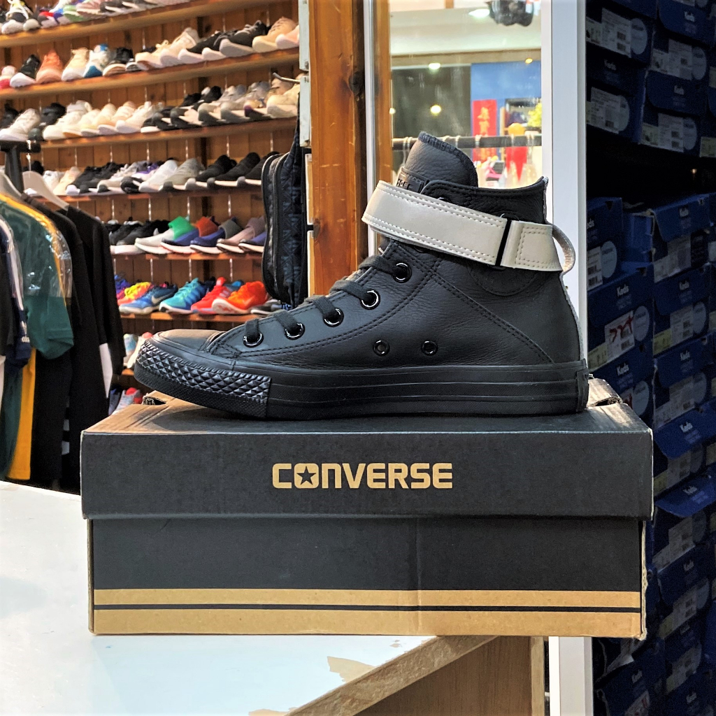 Converse Chuck Taylor Brea 魔鬼氈 全黑 黑色 高筒 皮革 銀色 反光 防水 553422C | 蝦皮購物
