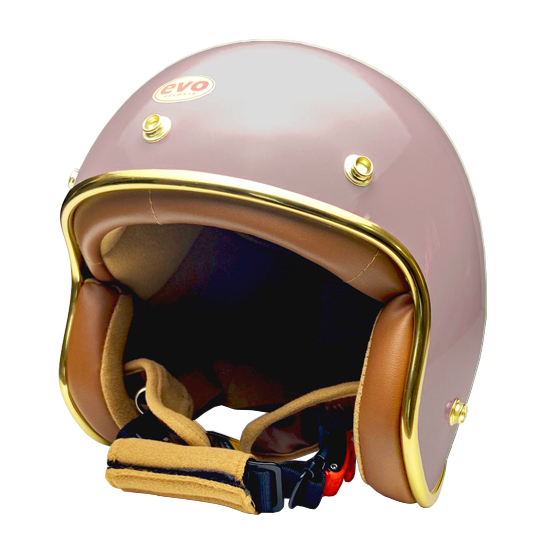 EVO 安全帽 CA-310 乳膠 素色 法國粉 金邊復古騎士帽 復古帽 | 蝦皮購物