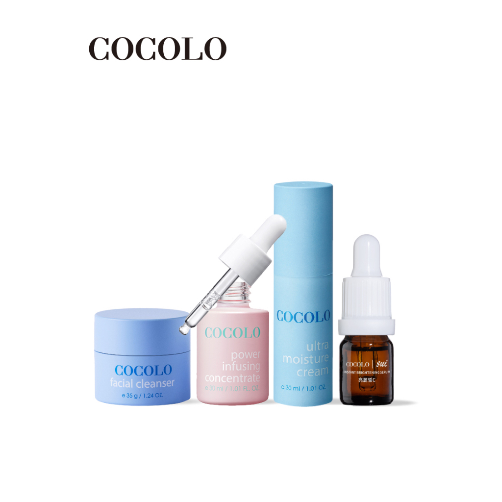 【COCOLO】深層注水保濕4件組-潔顏霜35g+滴肌菁30ml+保濕霜30ml+亮麗晳C 5ml｜品牌旗艦店 | 蝦皮購物