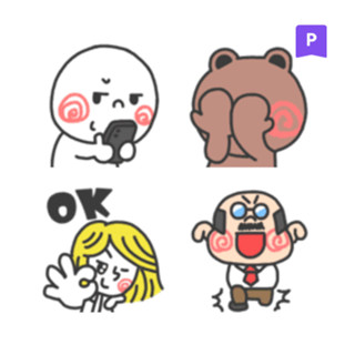 Pretty LINE friends emoji Line Friends LINE 表情貼 日本LINE表情貼 Q版 | 蝦皮購物