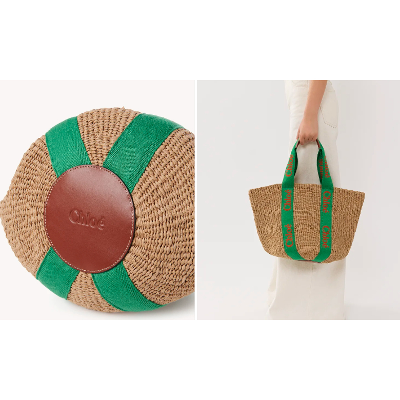 Chloé X Mifuko Woody logo-print faux-raffia tote bag藤編包 | 蝦皮購物