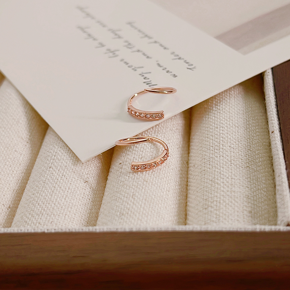 [全純銀.耳環] 微鑽螺旋耳環 (銀色/玫瑰金)【UME】S925純銀耳環/旋轉耳環/全純銀耳環 | 蝦皮購物