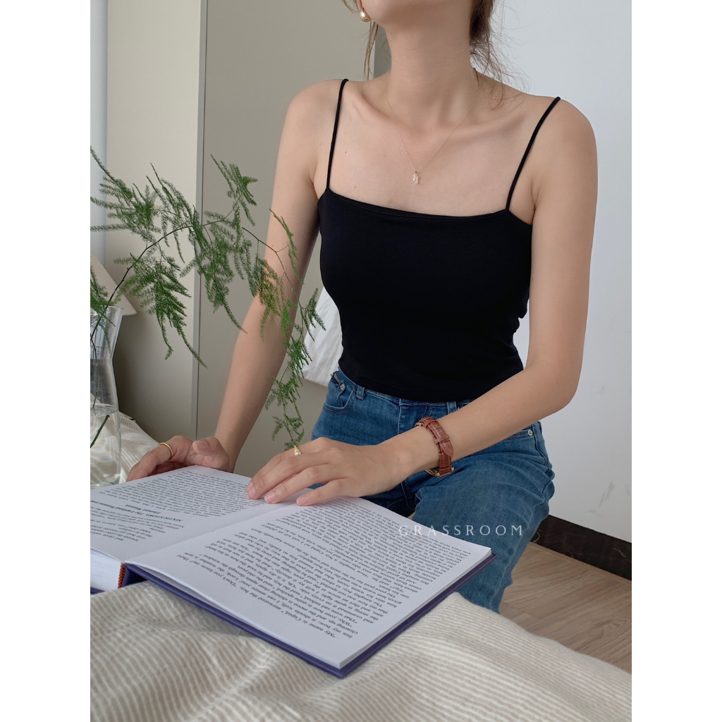 GRASS 我們的日常細肩Bra top 細肩平口bra top 細肩背心 罩杯背心 細肩平口背心 [E8391] | 蝦皮購物
