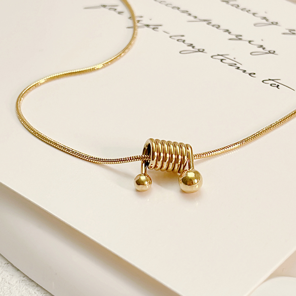 [鈦鋼.項鍊] 記憶螺旋項鍊【UME】立體小彈簧造型項鍊 洗澡可戴 不退色項鍊 鍍18K金 | 蝦皮購物