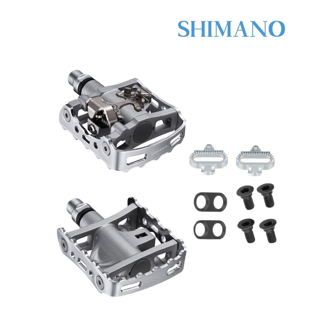 SHIMANO PD-M324 登山車踏板 卡踏 銀色，包含 SM-SH56 鞋底扣片 單車世界 | 蝦皮購物