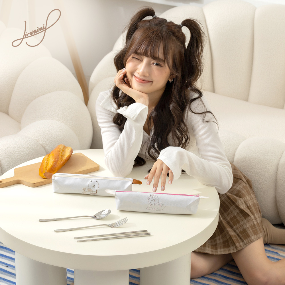 Hiromimi LINE FRIENDS 餐具四件組 環保餐具 不鏽鋼 餐具組 不鏽鋼餐具組 環保餐具組 湯匙 筷子 | 蝦皮購物