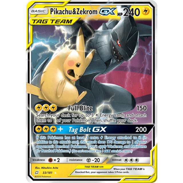 【卡牌の森】皮卡丘＆捷克羅姆GX Pikachu & Zekrom GX SM9 33 PTCG寶可夢英文版 | 蝦皮購物