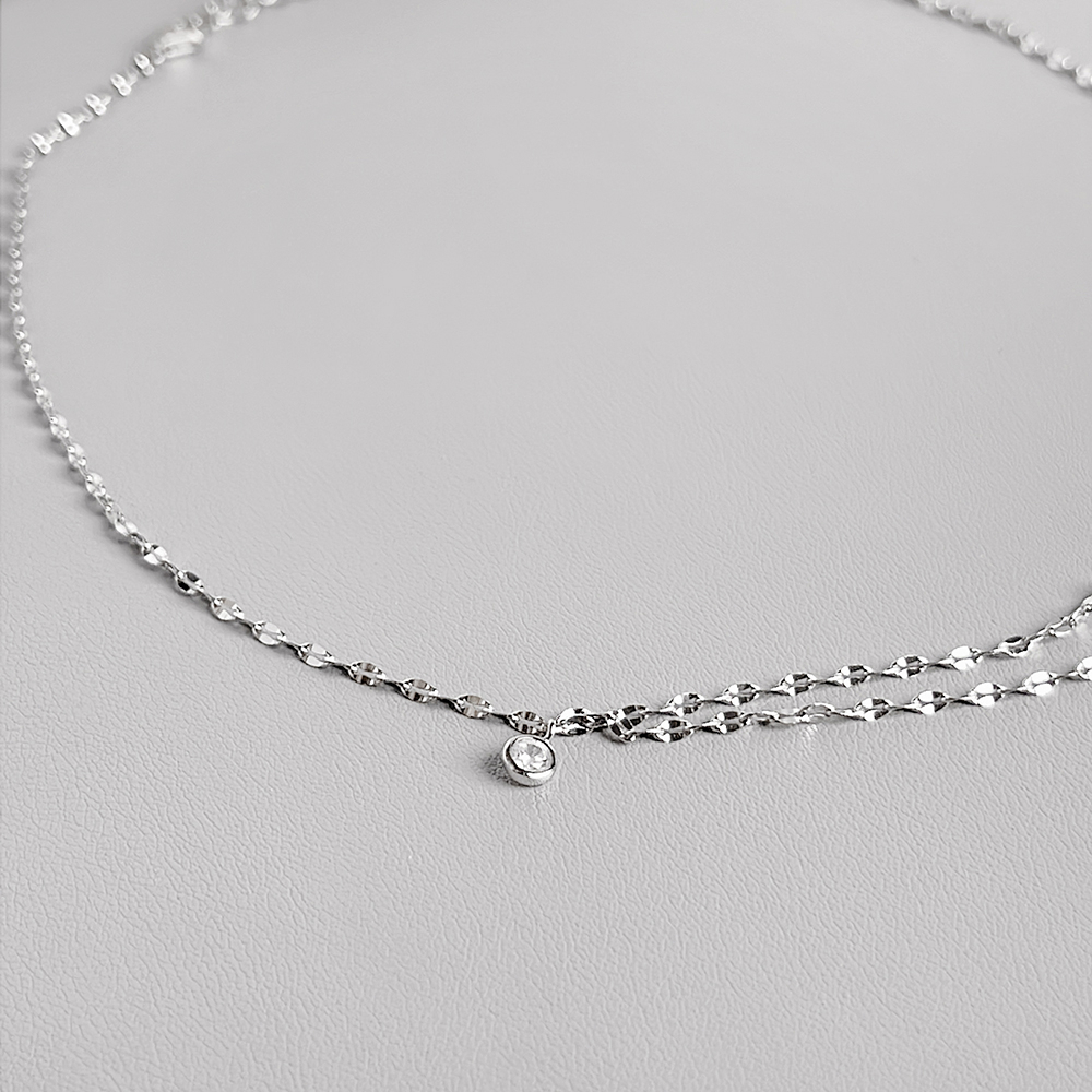 純銀項鍊 簡約無吊墜雙層嘴唇鏈項鍊【UME】S925純銀鎖骨鍊/頸鍊/短項鍊/純銀項鍊 | 蝦皮購物