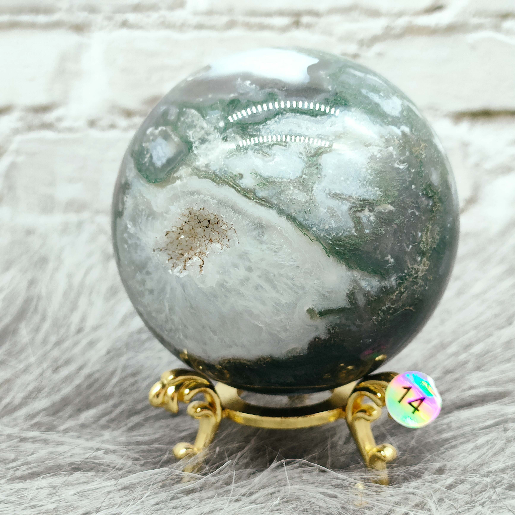 [硯嵐水晶 YL Crystal]水草瑪瑙球 海草瑪瑙球 苔蘚瑪瑙 轉化重生 | 蝦皮購物
