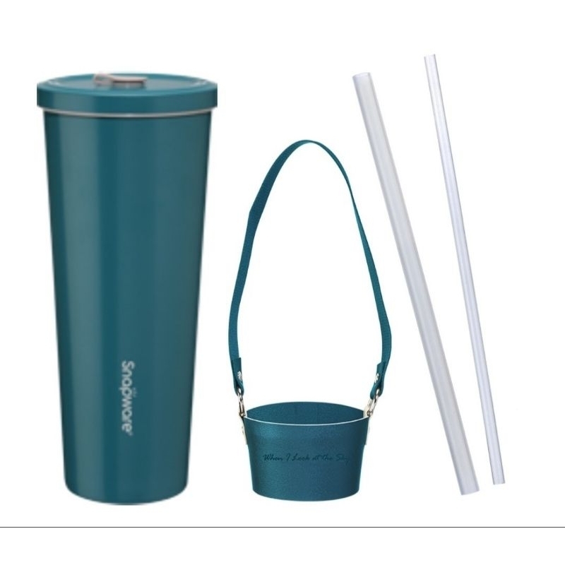 【美國康寧】Snapware 陶瓷不鏽鋼真空保溫吸管杯800ml (贈吸管組*1+杯袋*1)加勒比海藍 土耳其藍 保冰 | 蝦皮購物