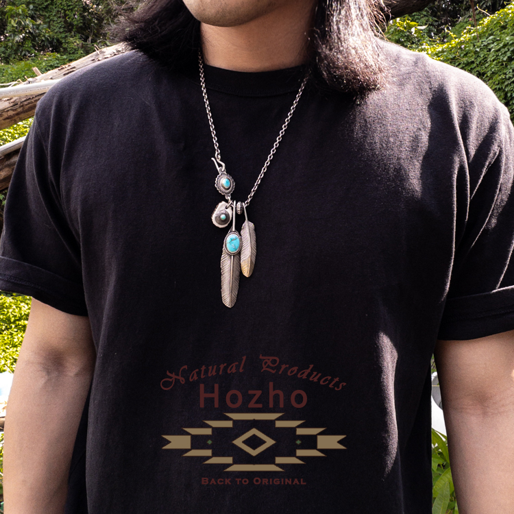 [BTO]日本【Hozho】#F1松石版 千葉職人手工鍛打 4020路線 印地安松石中羽毛吊墜 | 蝦皮購物